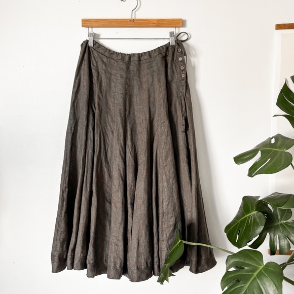 CP Shades | Skirts | Cp Shades 0 Linen Gray Full Pleated Peasant Skirt ...
